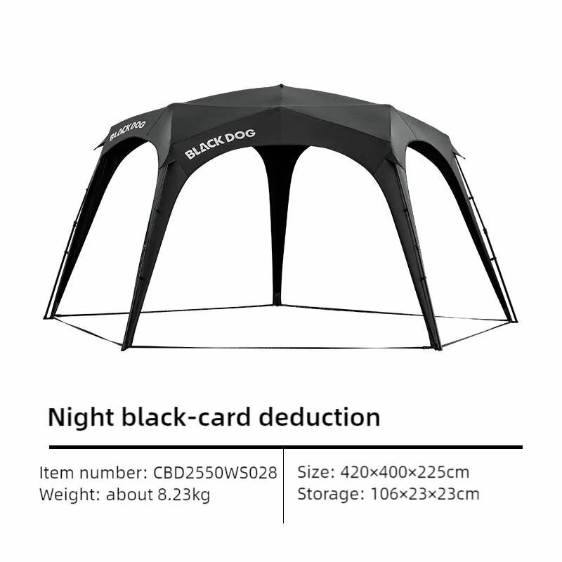 BLACKDOG Шатёр Складной 420 400 225см, Чёрный, Конструкция На Замках, Каркасный, Защита От Солнца И Дождя