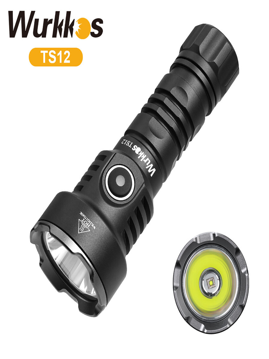 Wurkkos TS12 SFT25R 6000K Черный ручной фонарик 14500 Перезаряжаемый фонарь EDC 1350LM Бросок 473 метров IP68