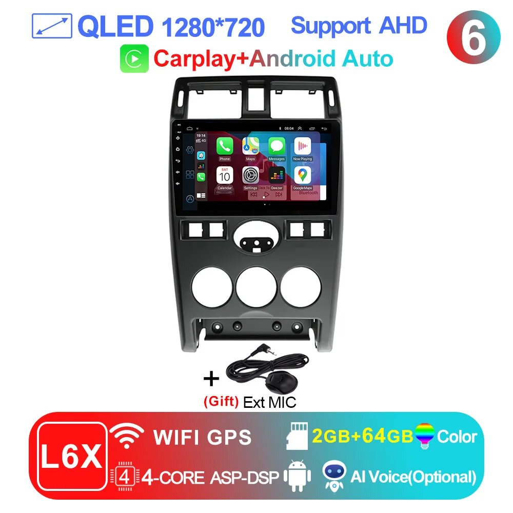 Автомобильный радиоприемник LEHX Pro Android 14 для LADA Priora I 1 2007-2013, мультимедийный DVD-плеер, авторадио 1 2 Din, аксессуары для Carplay Gps Black L6X(2-64GB)