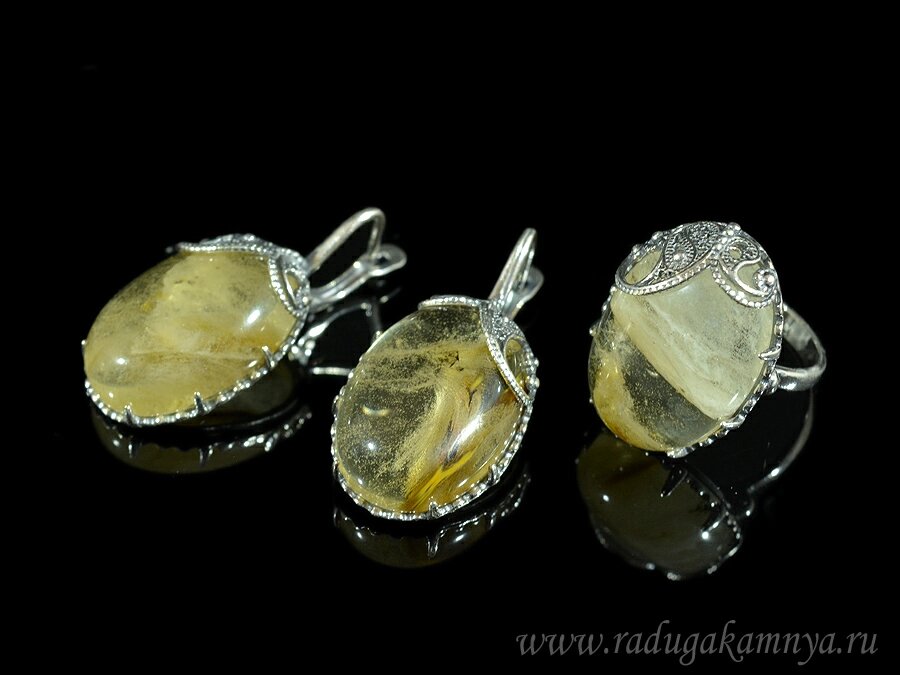 Комплект бижутерии: кольцо, халцедон