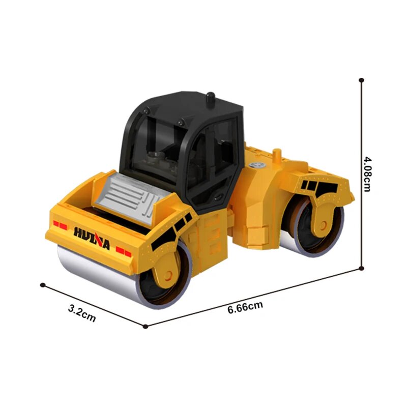 Набор металлических моделей строительной техники Huina 1:80 Желтый, road roller yelloe