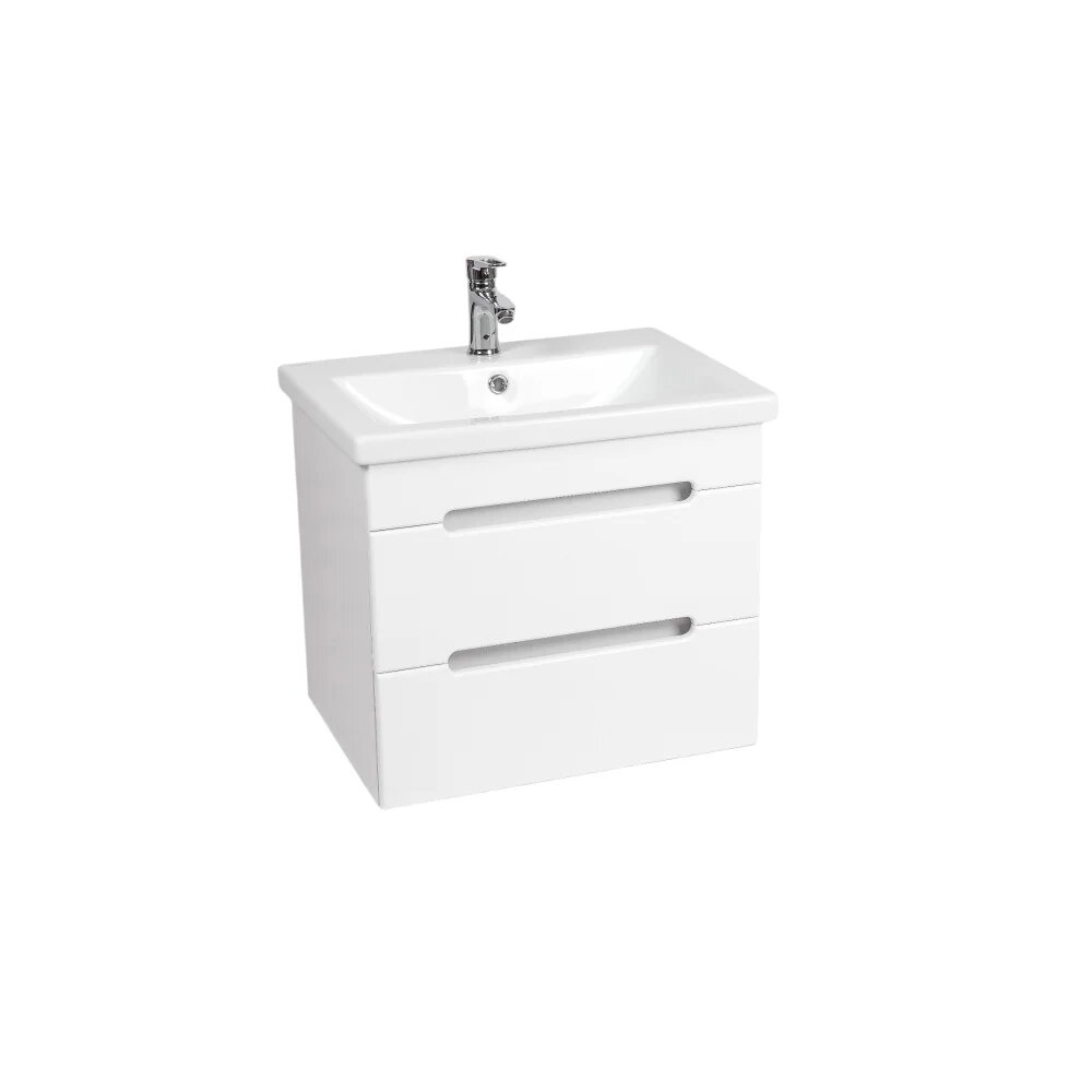 Тумба с раковиной VIANT Марсель 70 подвесная, 70 см, из МДФ, из фарфора, с ящиками, белая прямоугольная в современном стиле