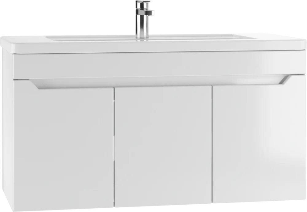 Тумба под раковину без столешницы Айсберг Мечта 100 подвесная, 3 дверцы, белая