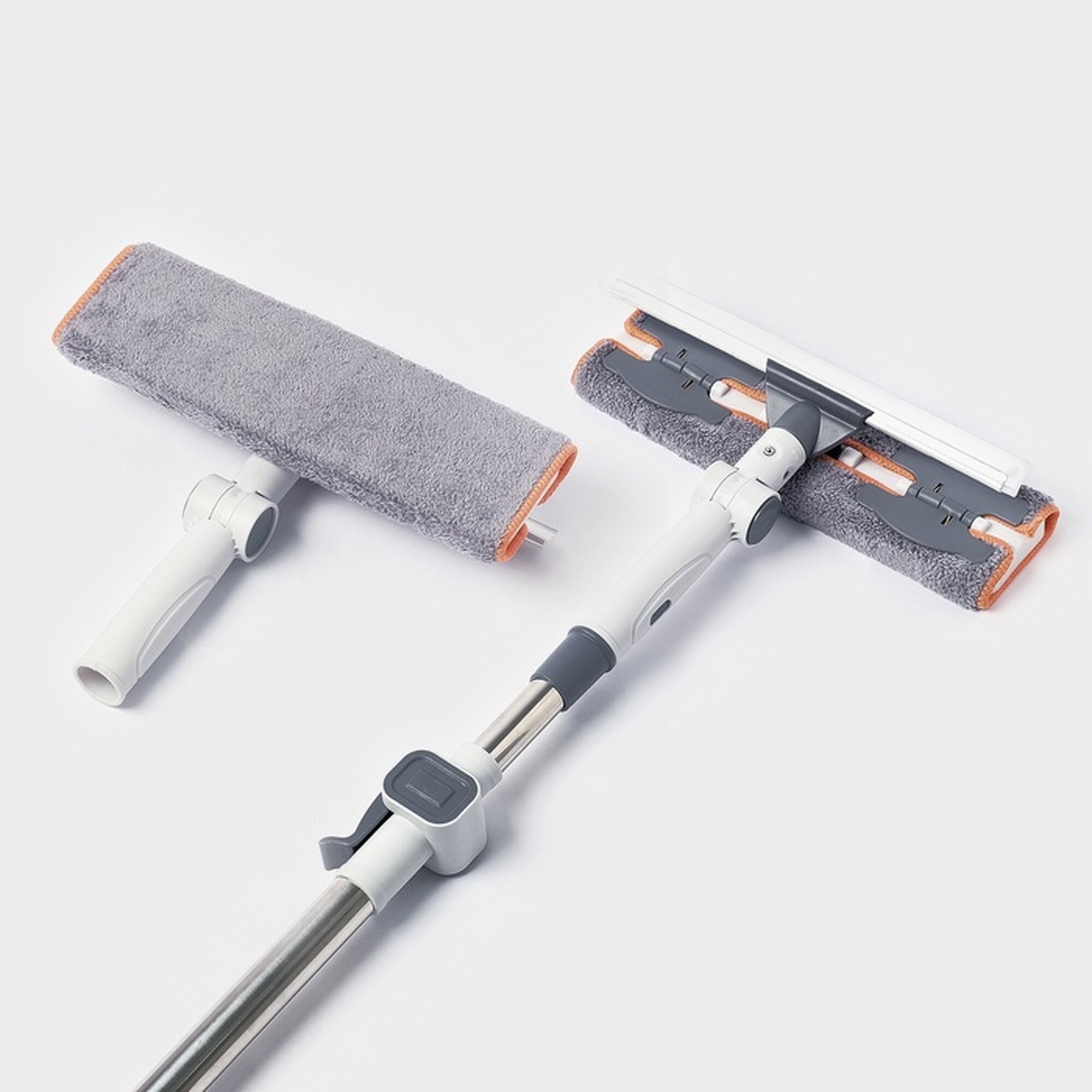 Оконная швабра с креплением на зажимах 28х8 см, длина 103-145 см, 2 насадки, 45+180 поворот 107959