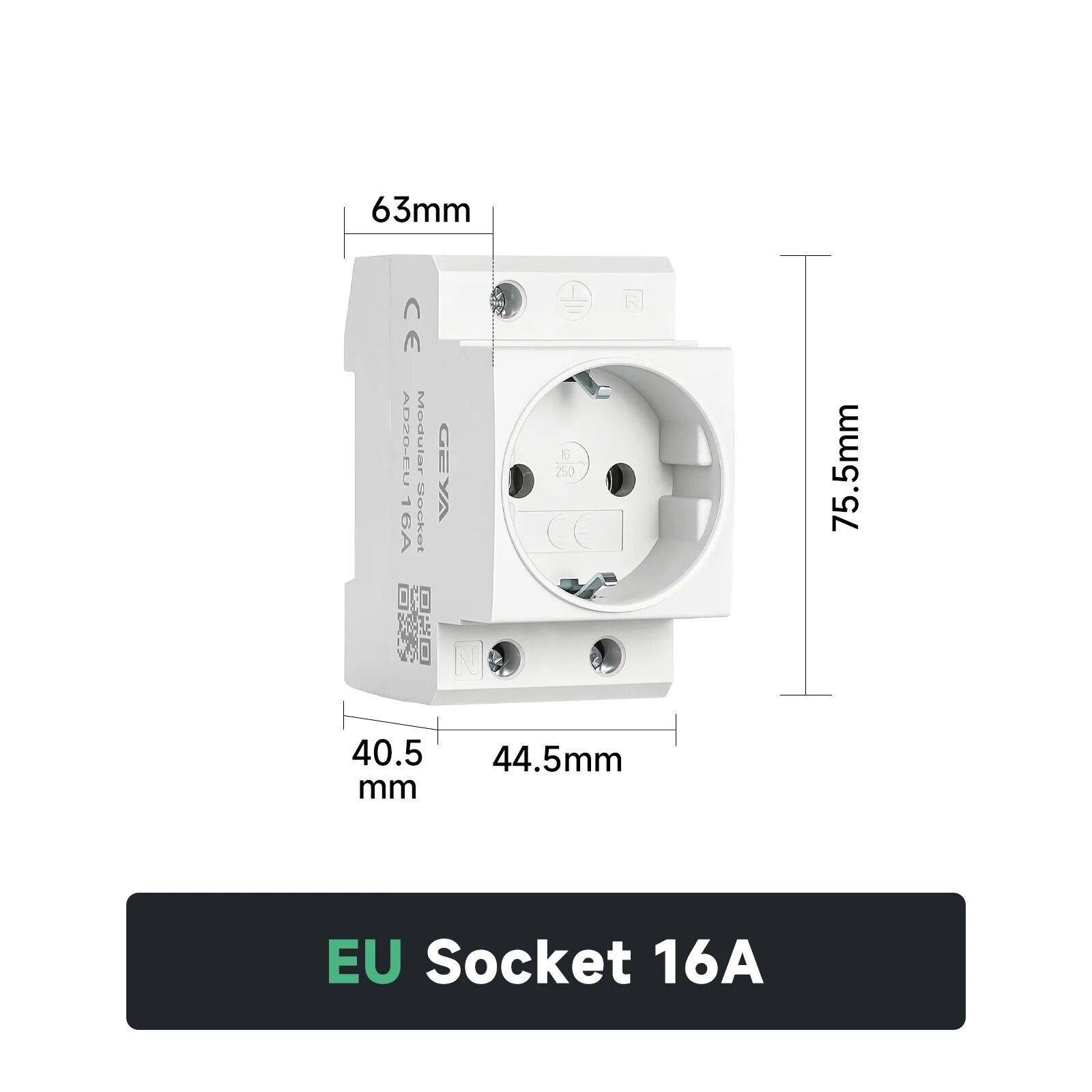GEYA Модульная розетка на DIN-рейку 16А 250В EU Socket