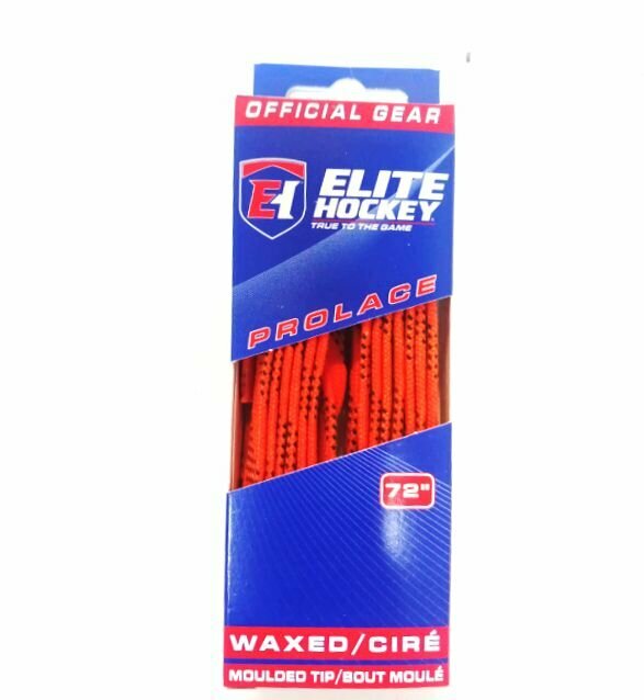 Шнурки для коньков хоккейных Elite Hockey Pro 72" (182см) с пропиткой, оранжево-чёрные