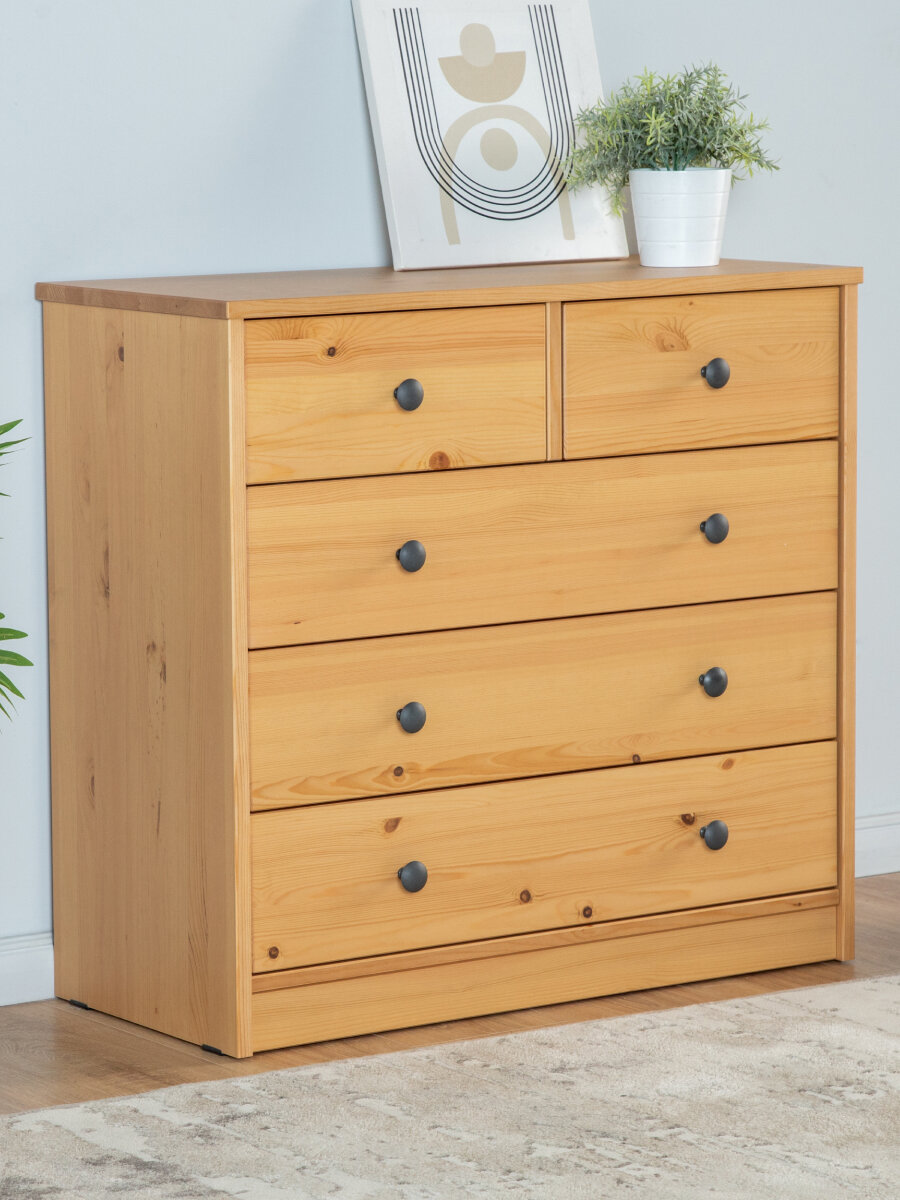 Комод 5 ящиков Askona (Аскона) Dallas (Даллас) массив сосны цв. Светло-коричневый 79х74х37