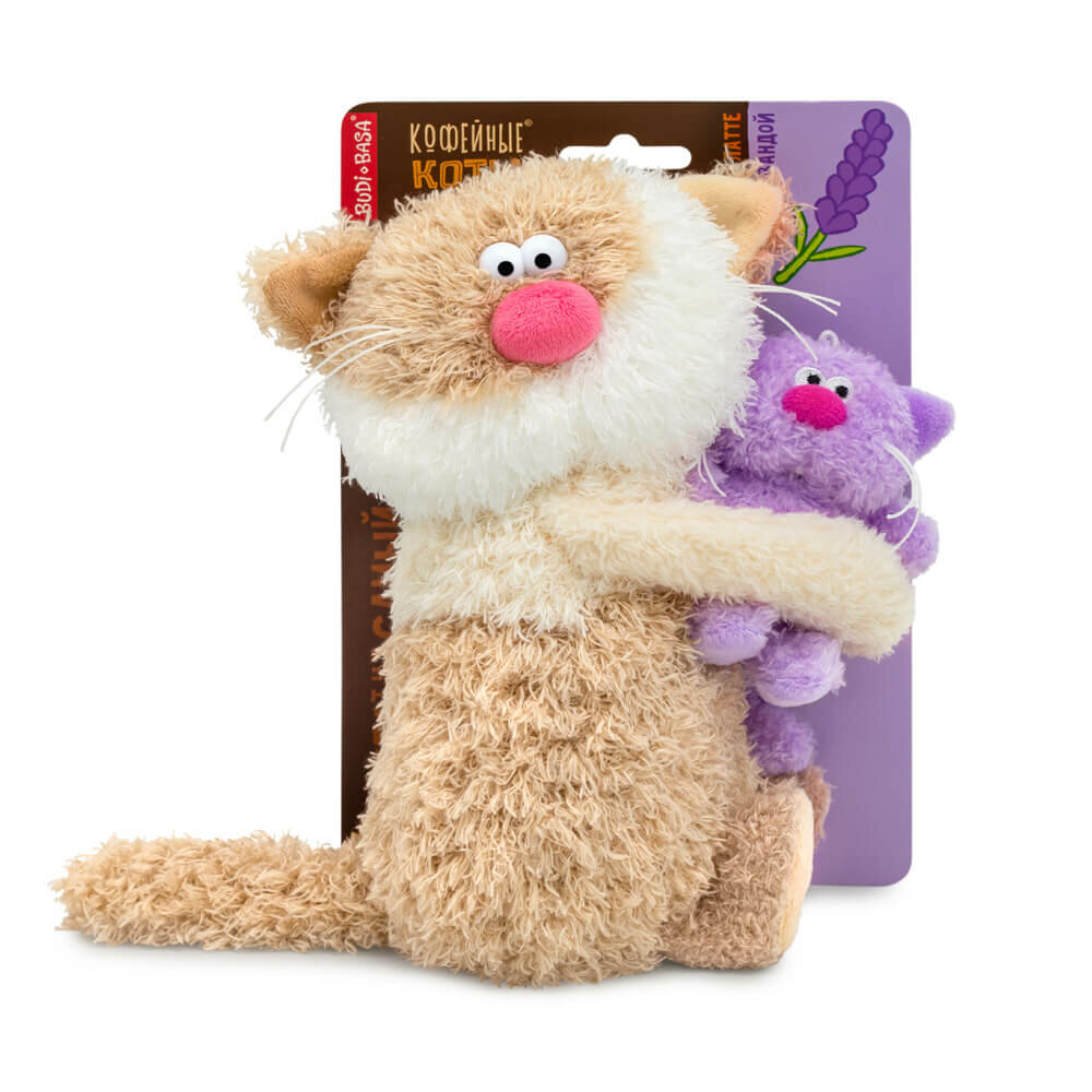 Новинка! Мягкая игрушка BUDIBASA Кот кофейный Латте с Лавандой. Коллекция Сиропчики, 19 см.