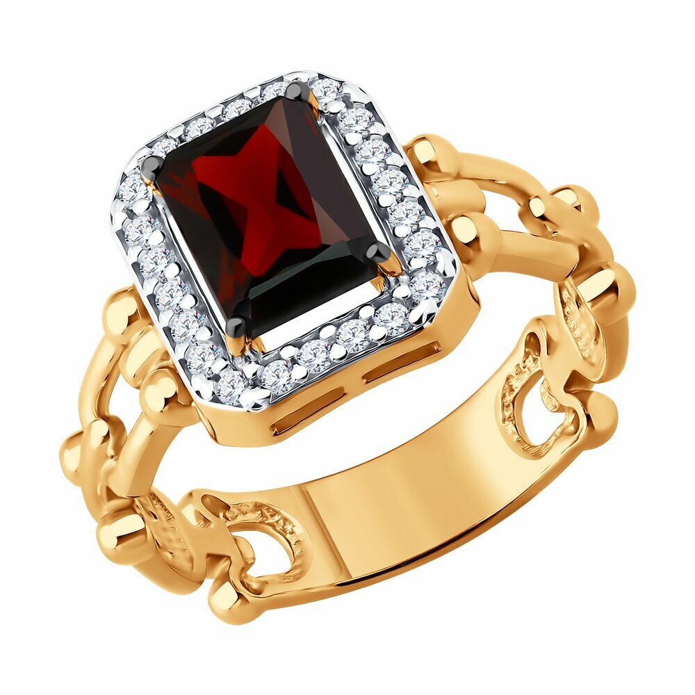 Кольцо, серебро, 925 проба, золочение