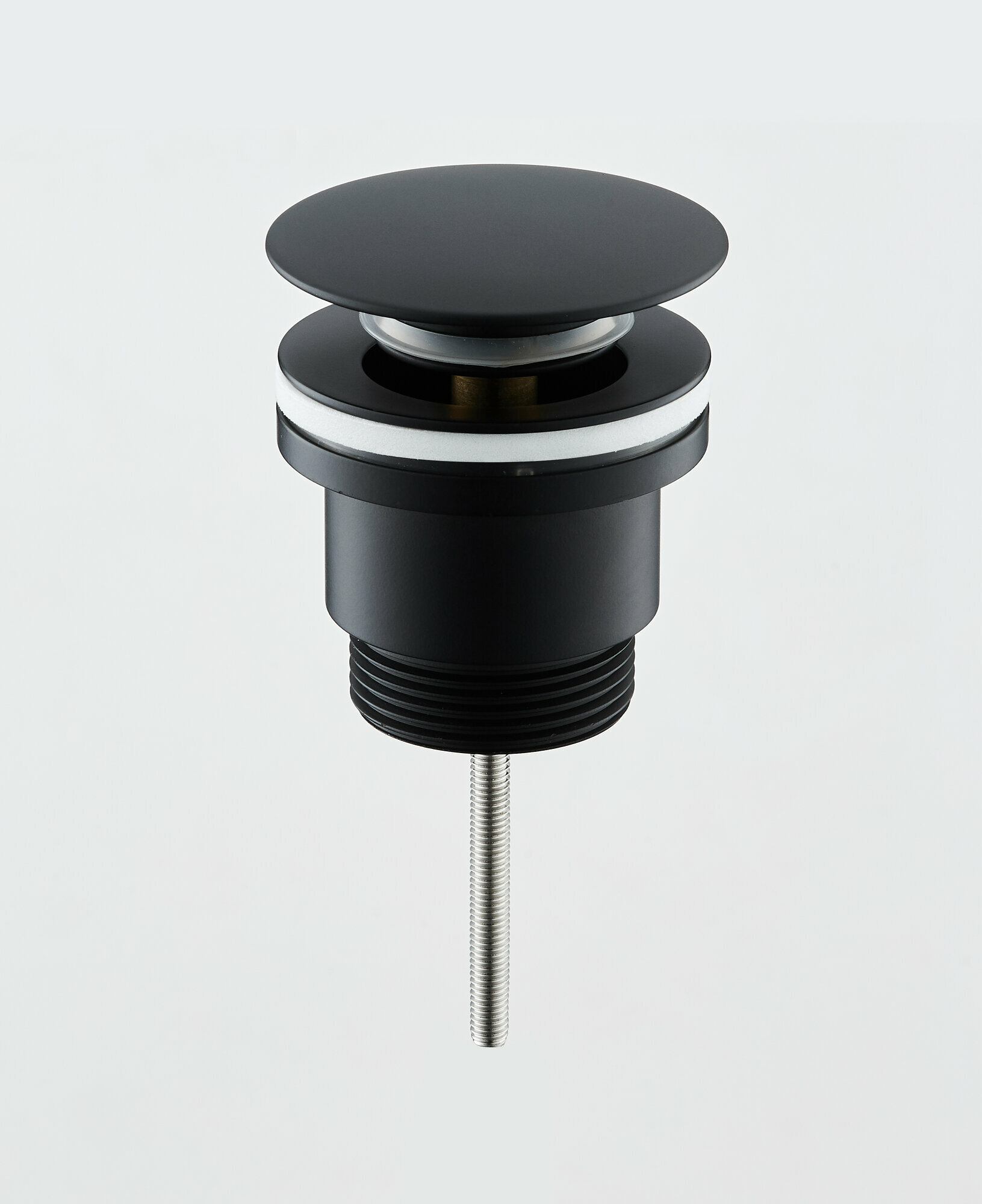 Донный клапан черный для раковины с переливом и без перелива, универсальный, BOND BV0388, клик-клак