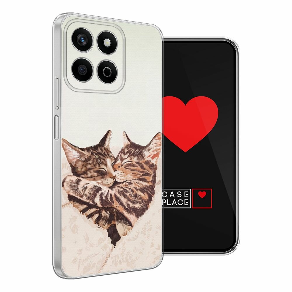 Чехол на Honor X7c / Хонор X7c с принтом "Влюбленные котейки - 14 февраля" — фото 1