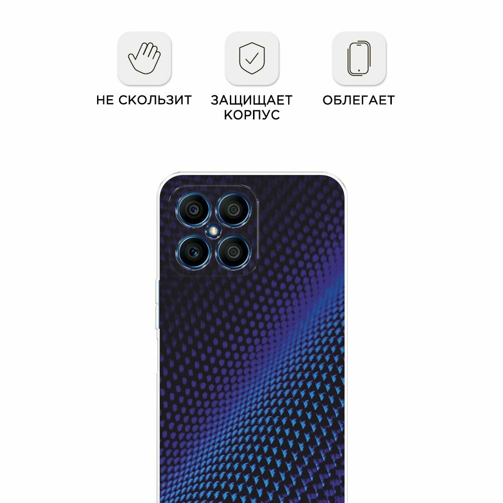 Силиконовый чехол на Honor X8 / Хуавей X8 с принтом "Синий карбон" — фото 1