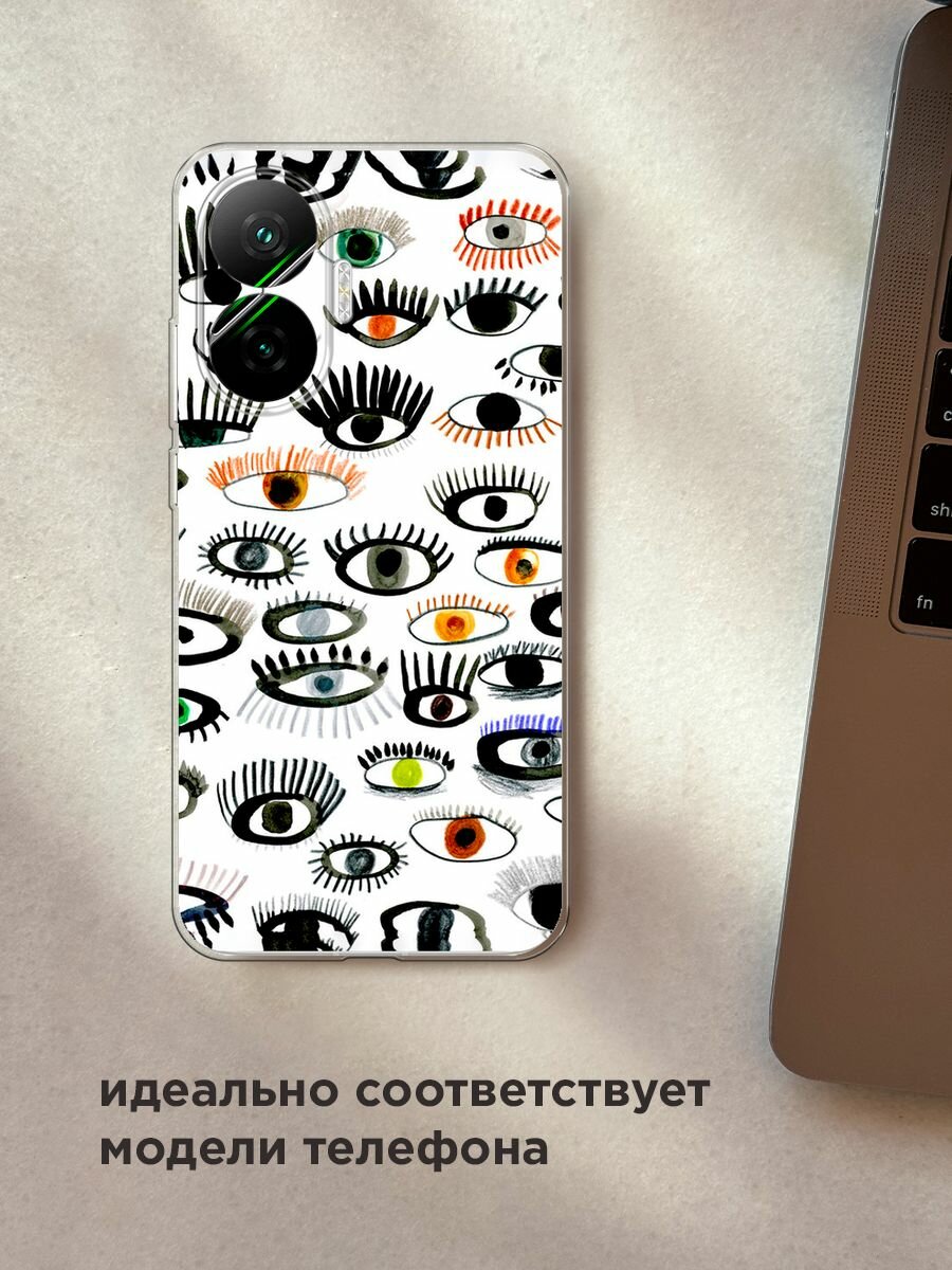Силиконовый чехол на Poco F7 / Поко F7 с принтом "Глаза акварель" — фото 1
