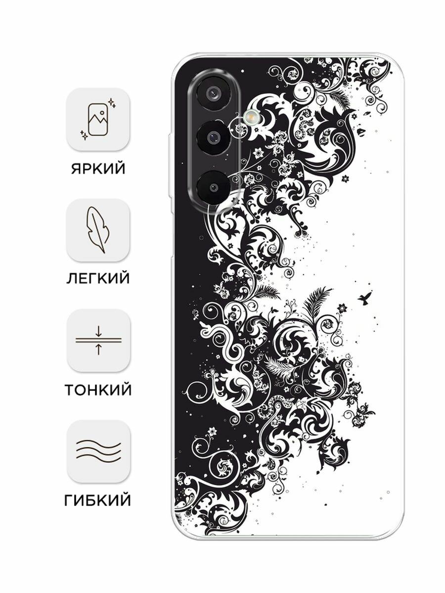 Чехол на Samsung Galaxy M16 / Самсунг Галакси М16 с принтом "Черно белый узор" — фото 1