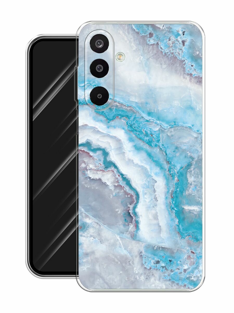 Чехол на Samsung Galaxy M16 / Самсунг Галакси М16 с принтом "Нежно-голубой мрамор" — фото 1