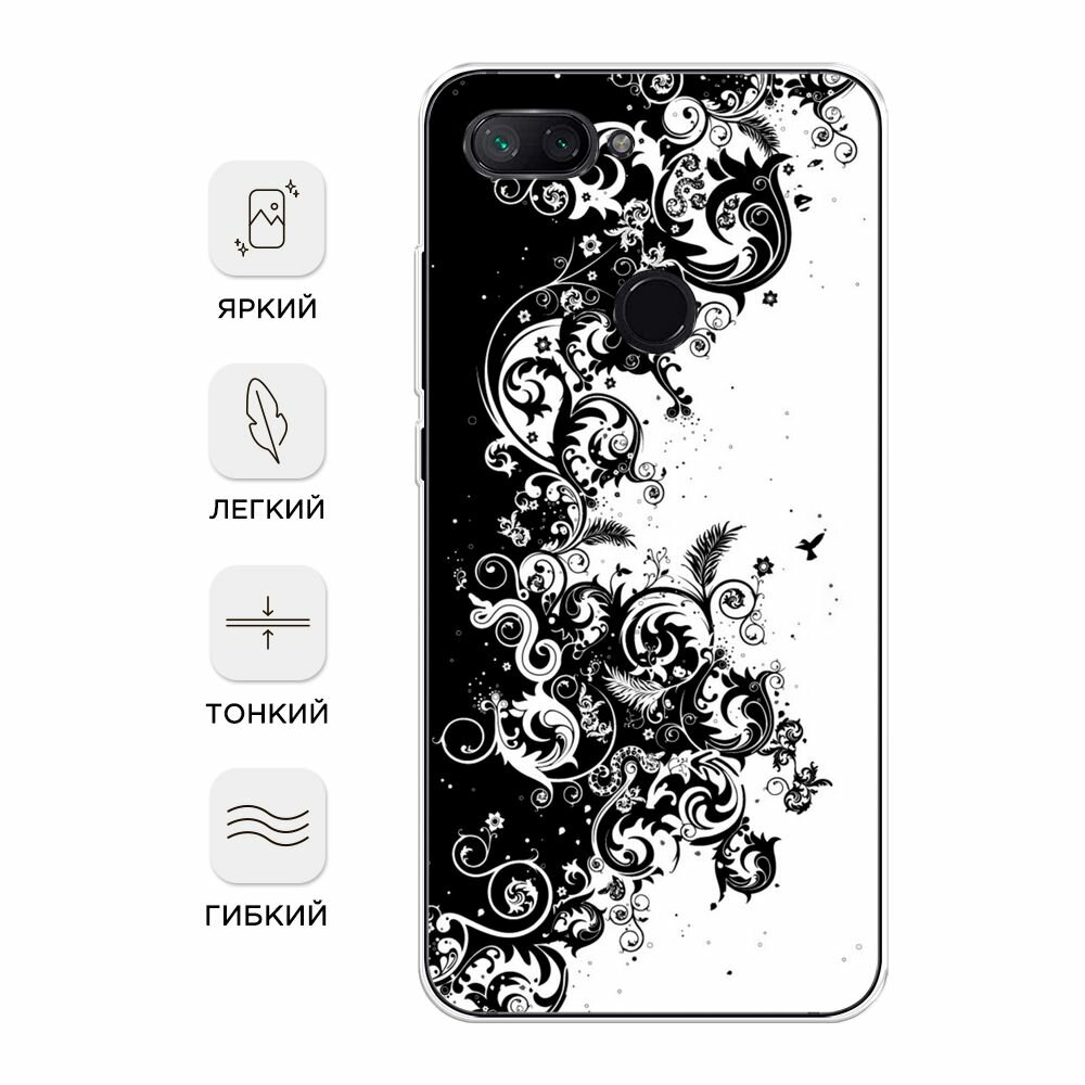 Чехол на Xiaomi Mi 8 Lite (Youth Edition) / Сяоми Ми 8 Лайт (Юс Эдишн) с принтом "Черно белый узор" — фото 1