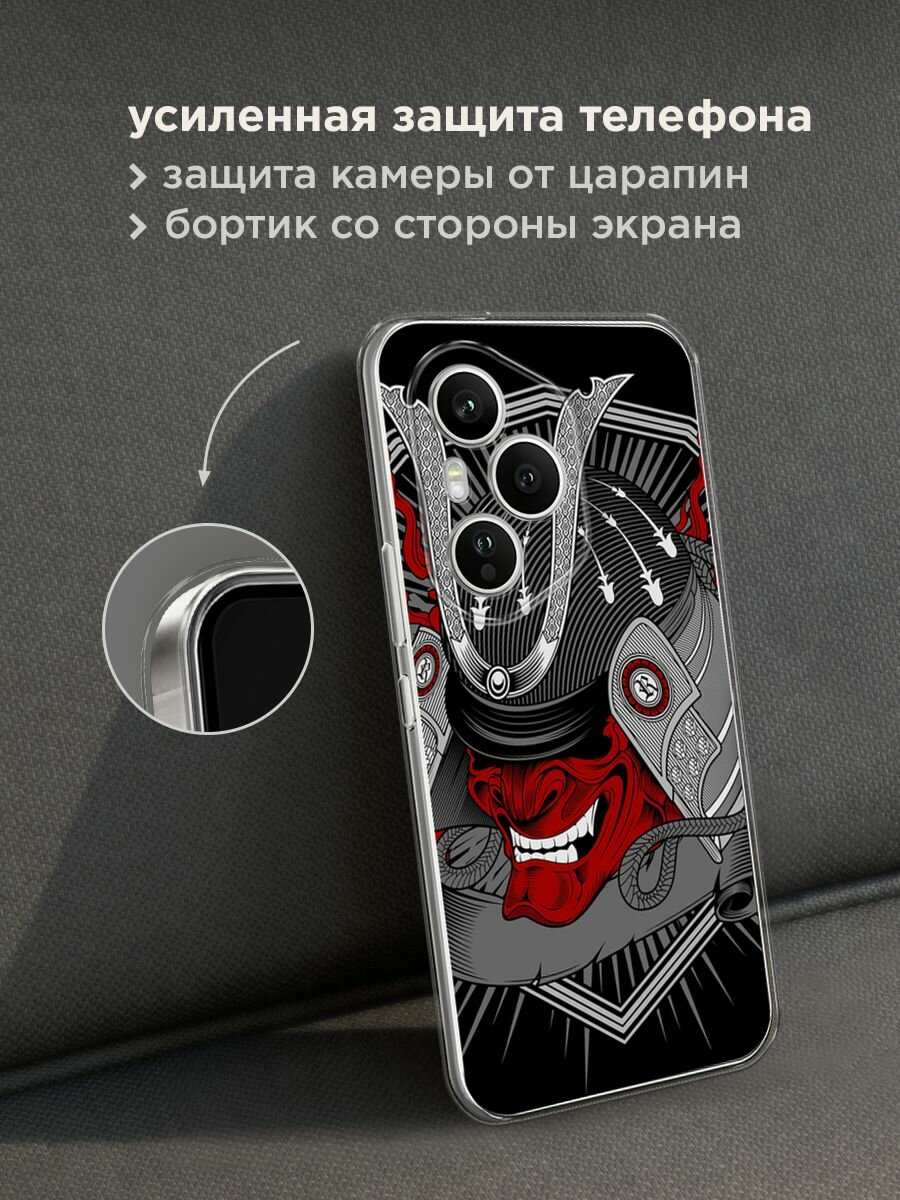 Чехол на Honor 400 Pro / Хонор 400 Про с принтом "Красная маска самурая" — фото 1