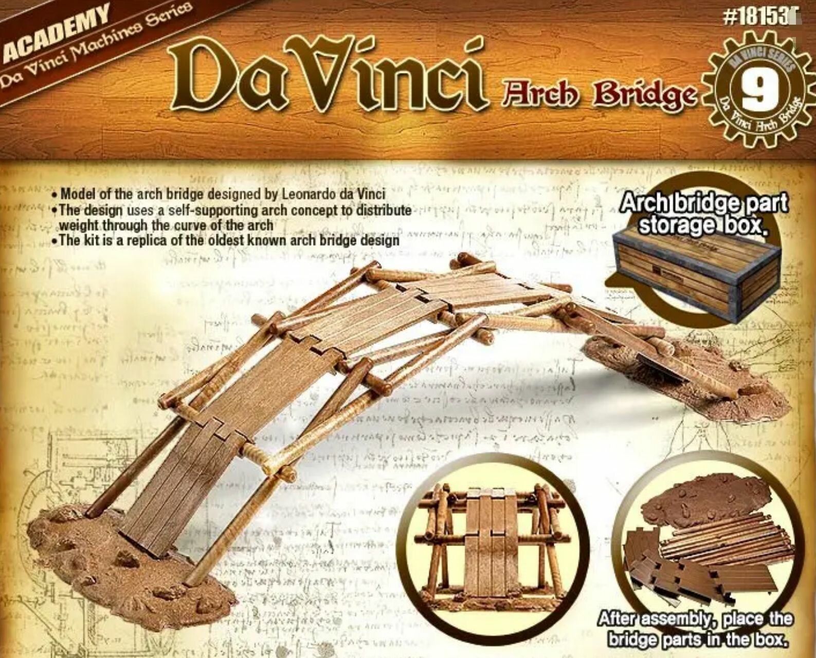 Academy 18153 Серия Da Vinci Science Арковый мост без клея сборная модель