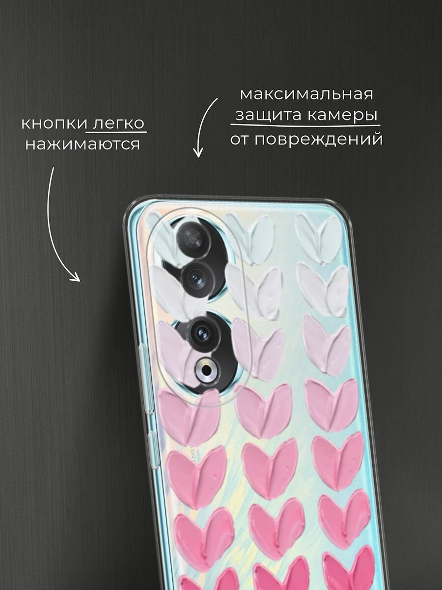Чехол на Honor 90 / Хонор 90 с принтом "Градиент из сердечек" — фото 1