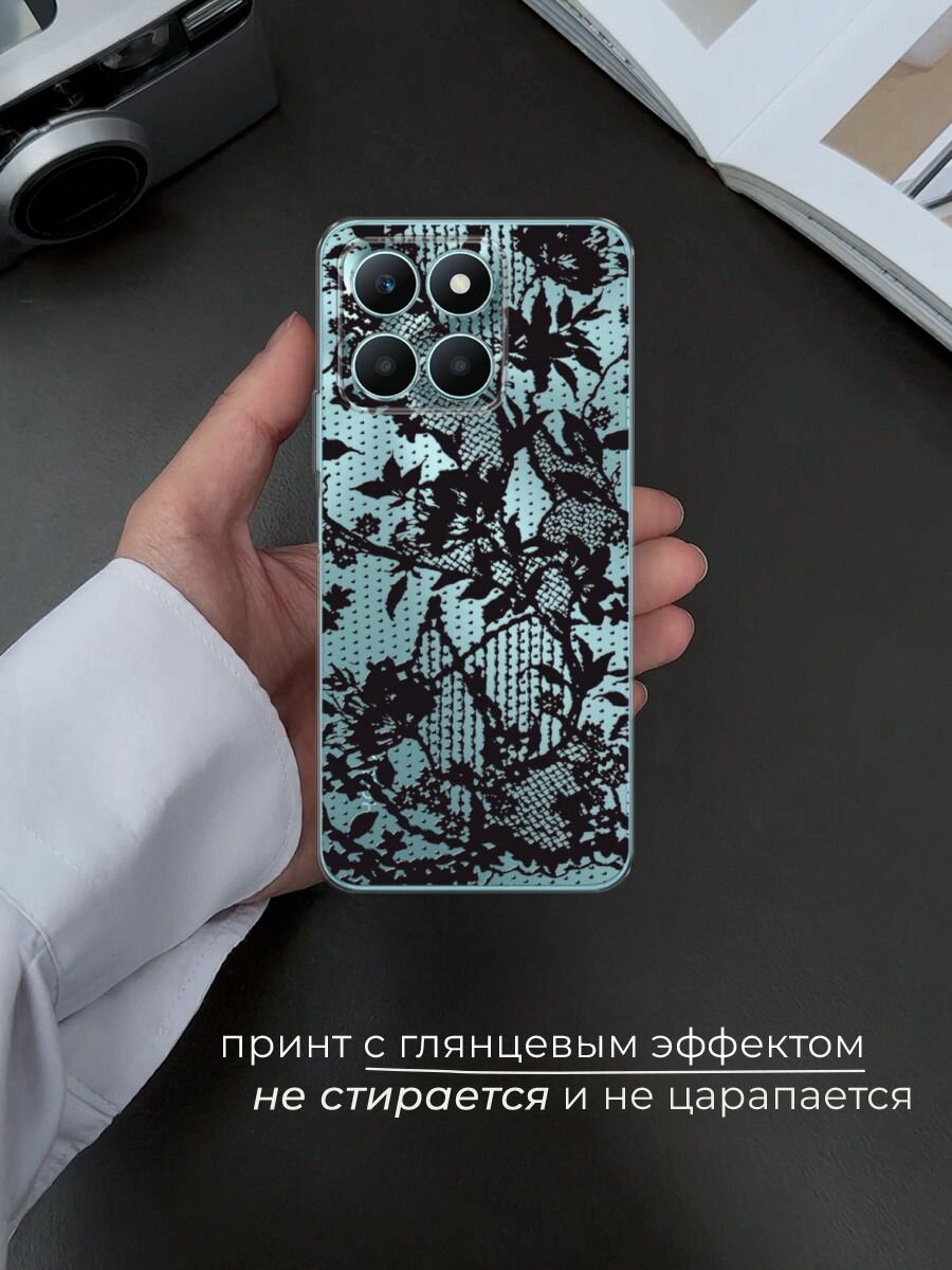 Чехол на Honor X6A / Хонор X6A с принтом "Черная сетка" — фото 1