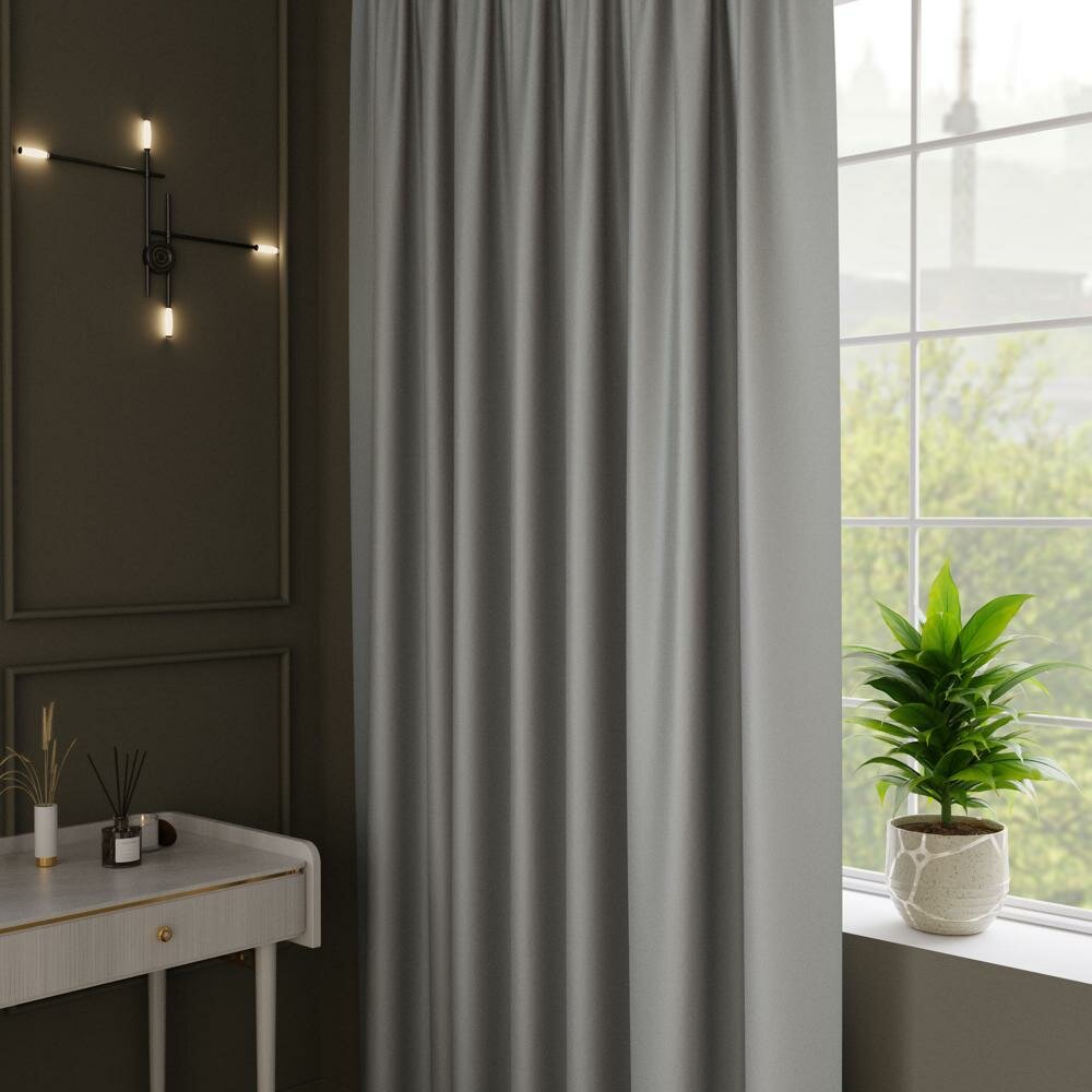 Штора на ленте Dora 200x280 см цвет серый