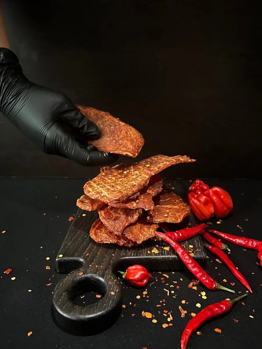 Экстремально острые джерки из курицы (мясные чипсы), 50 гр.