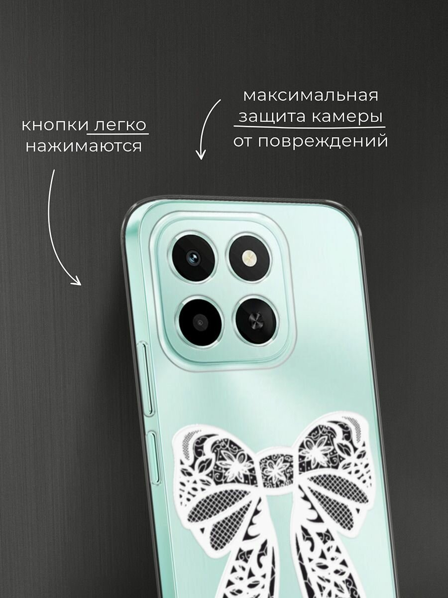 Чехол на Honor X6c / Хонор X6c с принтом "Черно-белый бант 2" — фото 1
