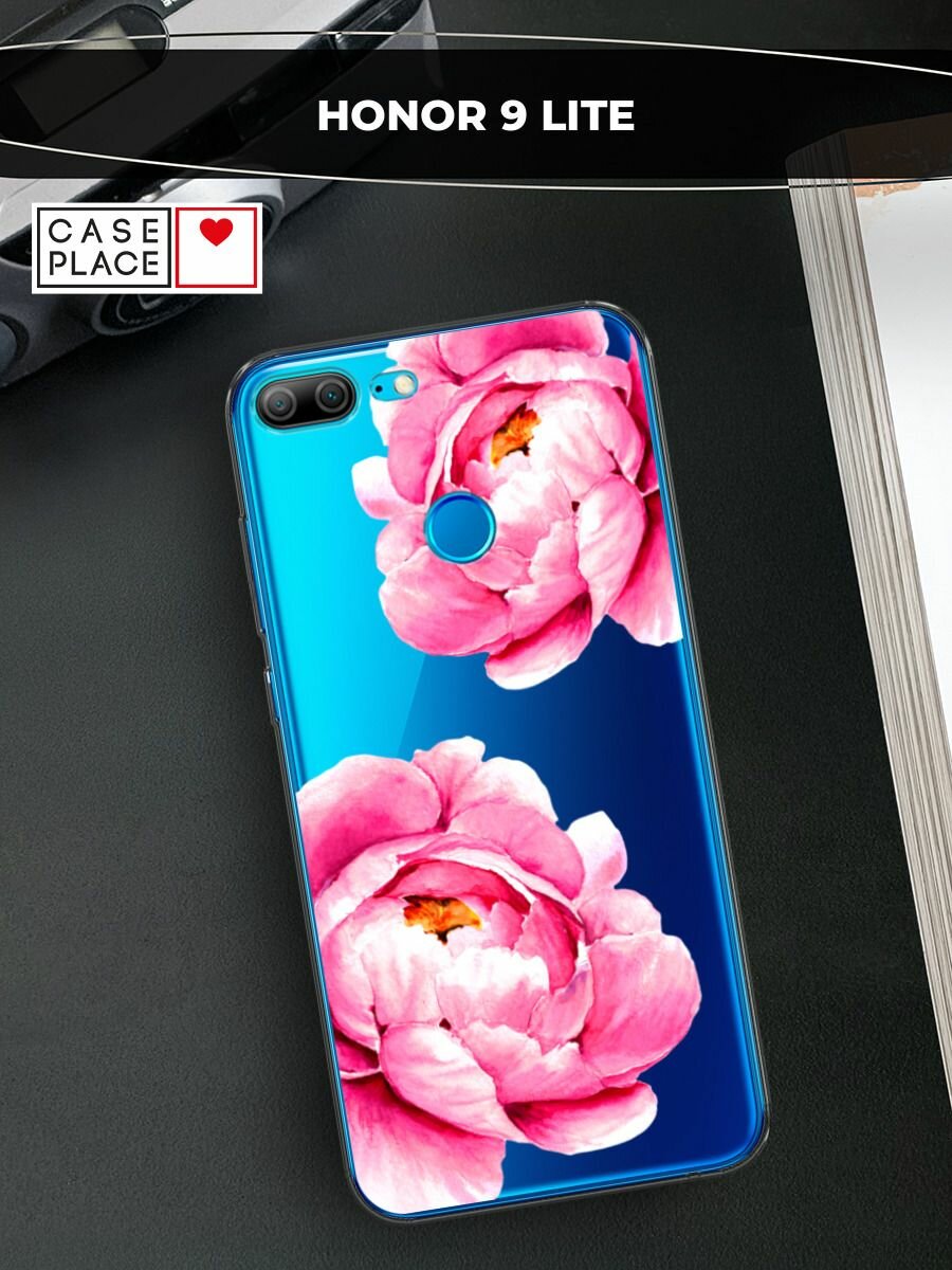 Чехол на Honor 9 Lite / Хонор 9 Лайт с принтом "Open peonies", прозрачный