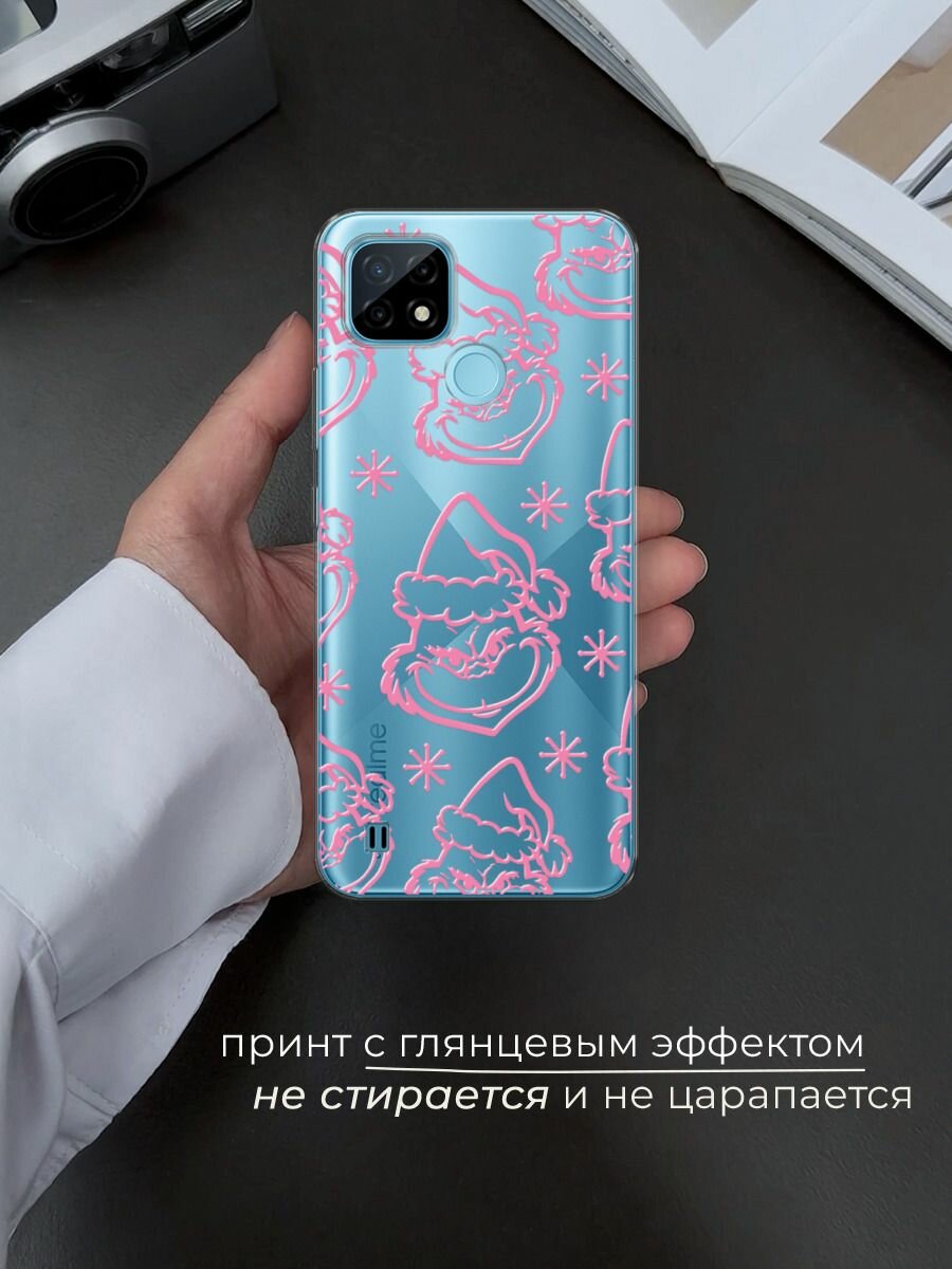 Чехол на Realme C21 / Реалми С21 с принтом "Розовый Гринч 3" — фото 1