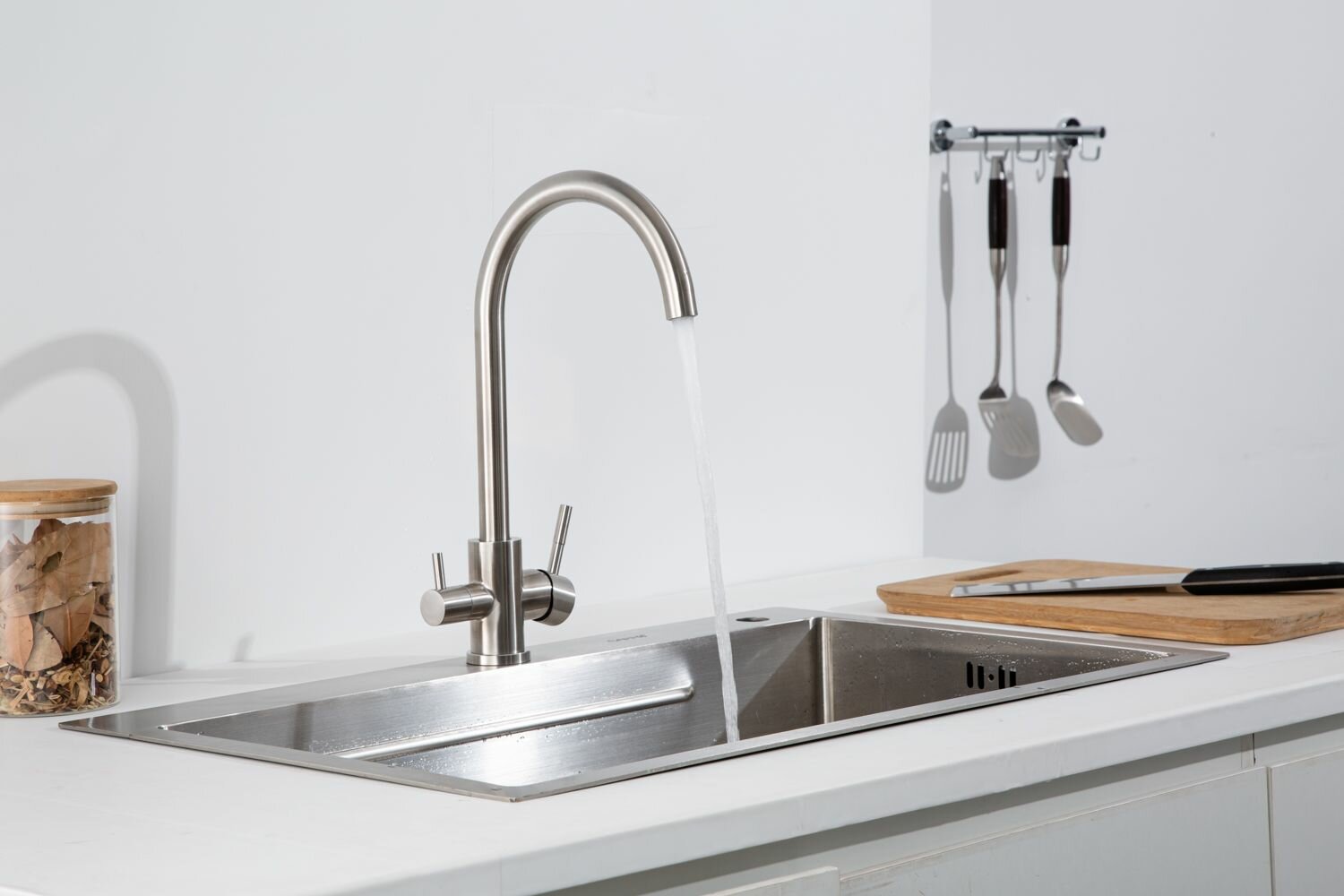 Смеситель для кухни со встроенным фильтром (краном) под питьевую воду Frap F43899-45, сатин