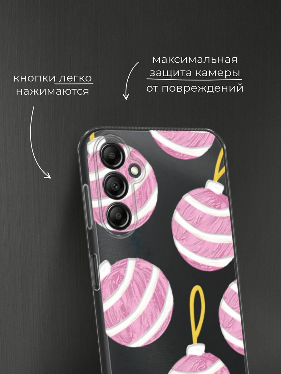 Чехол на Samsung Galaxy A15 / Самсунг А15 с принтом "Розовые новогодние шарики 3" — фото 1
