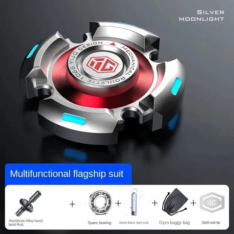 Спиннеры для взрослых и детей, Спиннеры для снятия стресса, тревоги, сдвг, игрушки для снятия стресса, металлические ручные Спиннеры для пальцев, игрушки со светящимся стандартом, Silver flagship suit