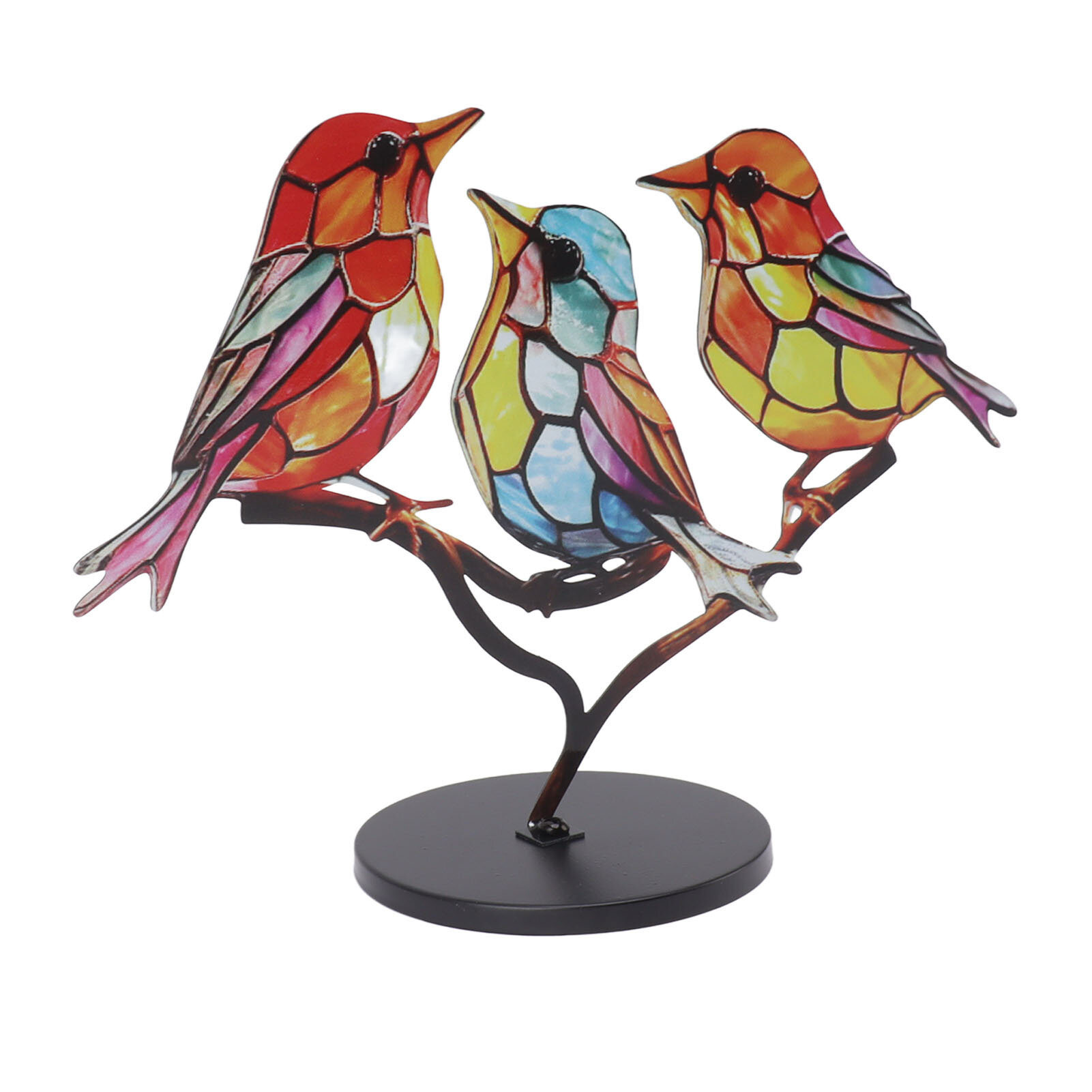 Птицы на ветке, настольные украшения, железная двойная окрашенная птица, красочный орнамент в виде птиц, планшет для украшения дома, 3 птицы (противоположное направление)