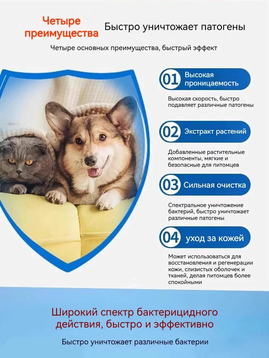 Спрей для лечения кожных заболеваний собак используется при зуде, выпадении волос и эрозии, 100 мл.