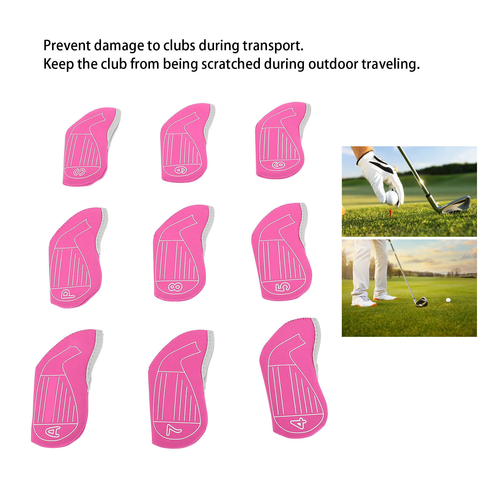 9шт чехлов для клюшек Club Iron, защитный чехол для клюшек, пылезащитный, устойчивый к царапинам, подходит для большинства клюшек Rose Red