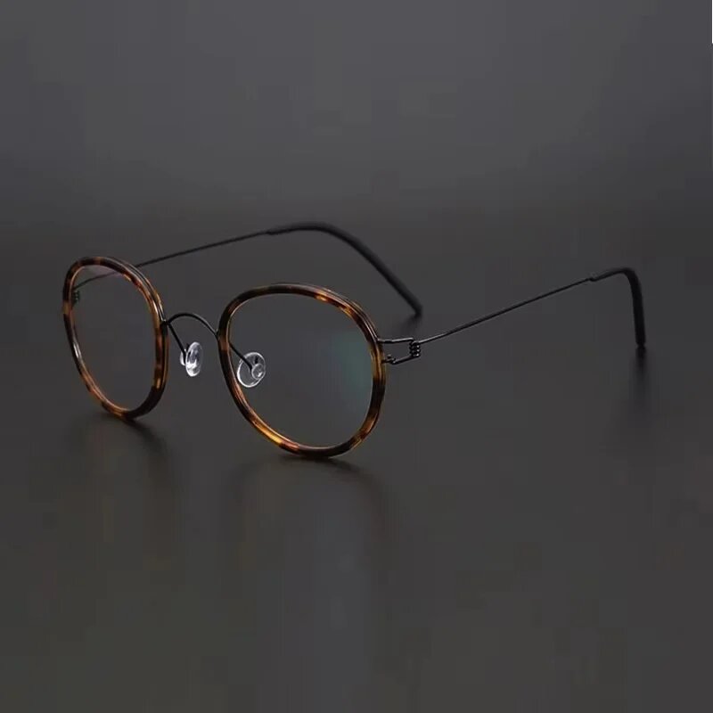 Дания Бренд Титановая оправа для очков Мужчины Женщины Резиновые круглые безвинтовые очки Сверхлегкие очки Дизайнерские оправы ручной работы