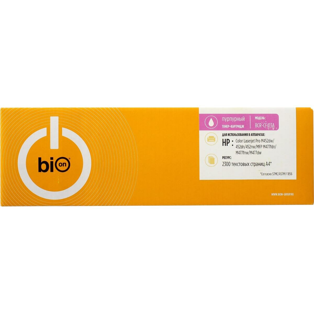 Картридж Bion BCR-CF413A Magenta для HP LJ M452/M477