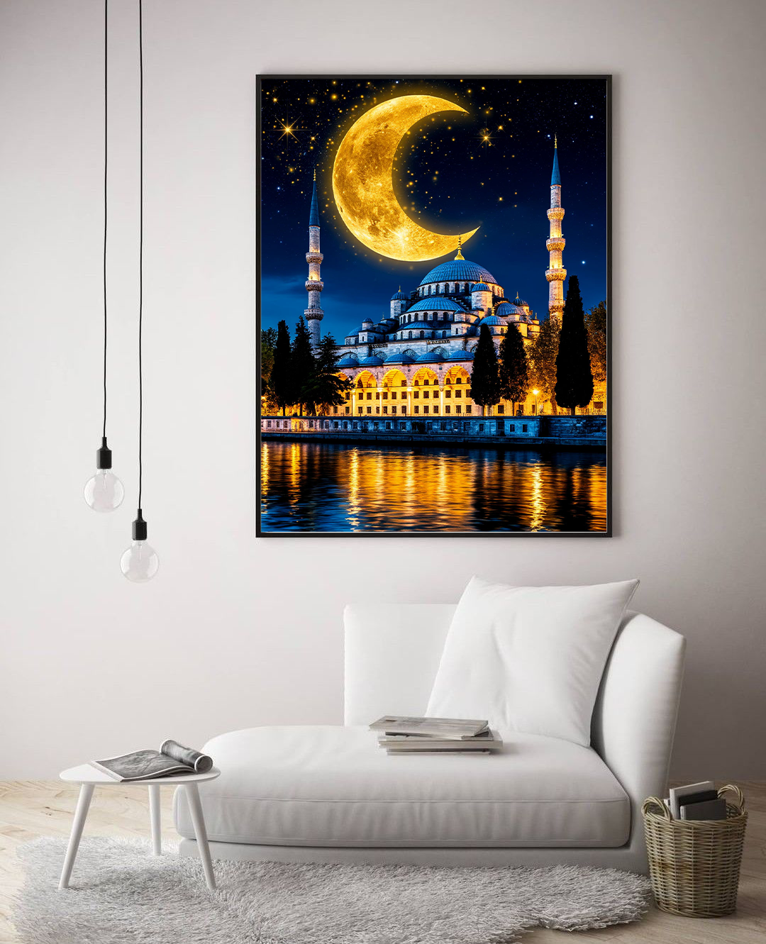 Картина на стену для интерьера "Ночная мечеть" 40х50 см, холст на подрамнике, InterHobby