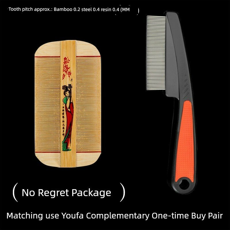 Ультра-плотная бамбуковая и стальная расческа для удаления вшей - 1 штука