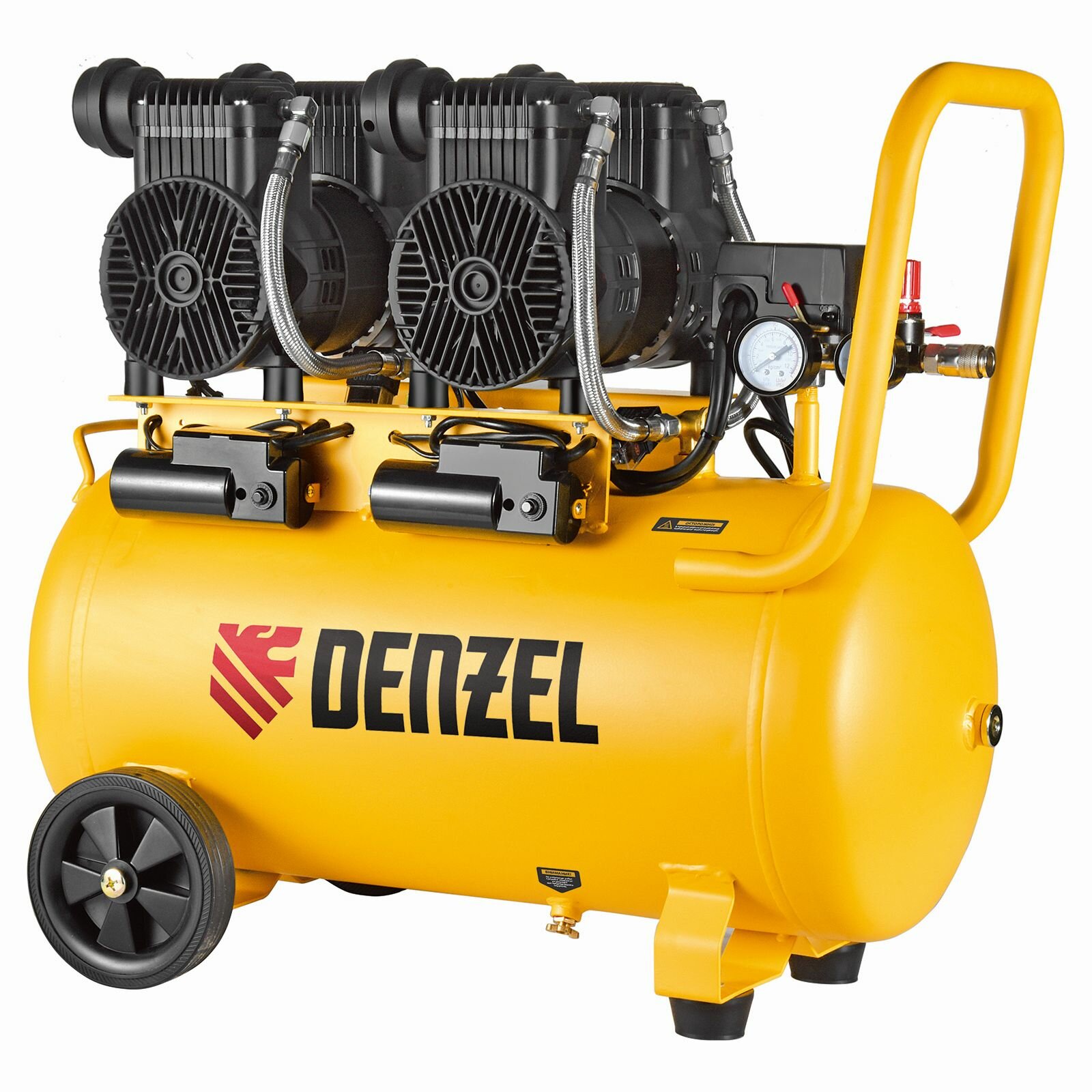 Компрессор безмасл. малошумный DLP -3000/50, 3 кВт, 2х1,5 кВт,50 л, 2850 об/мин,500 л/мин Denzel, 58144