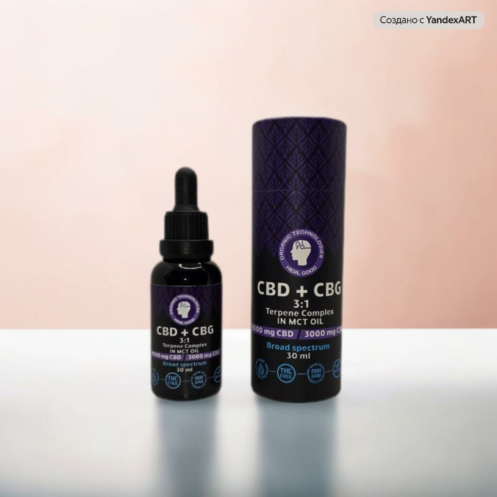 Масло 40% (9000 mg. CBD+ 3000 mg. CBG) in MCT oil Broad spectrum 30 ml. HealGood