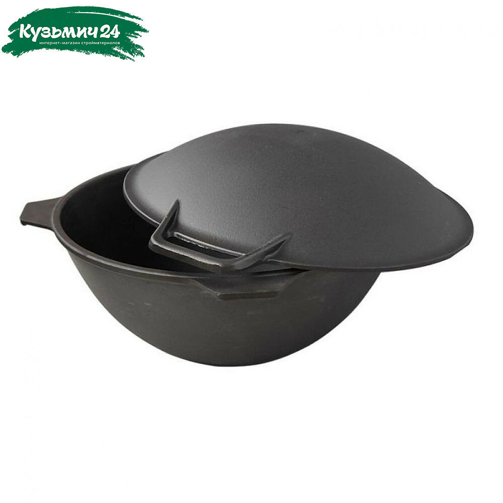 Казан чугунный Manoli 12л с чугунной крышкой-сковородой Садж