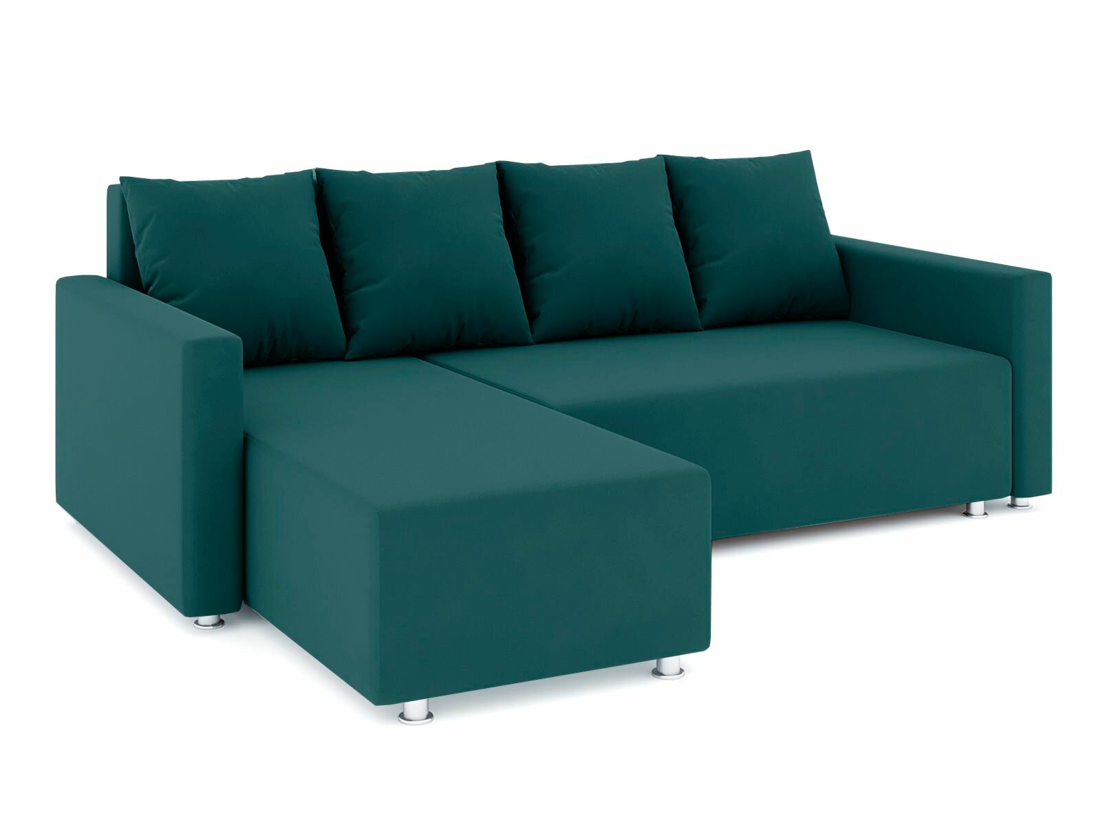 Угловой диван Челси, еврокнижка, угол левый/правый, велюр Зара Изумруд