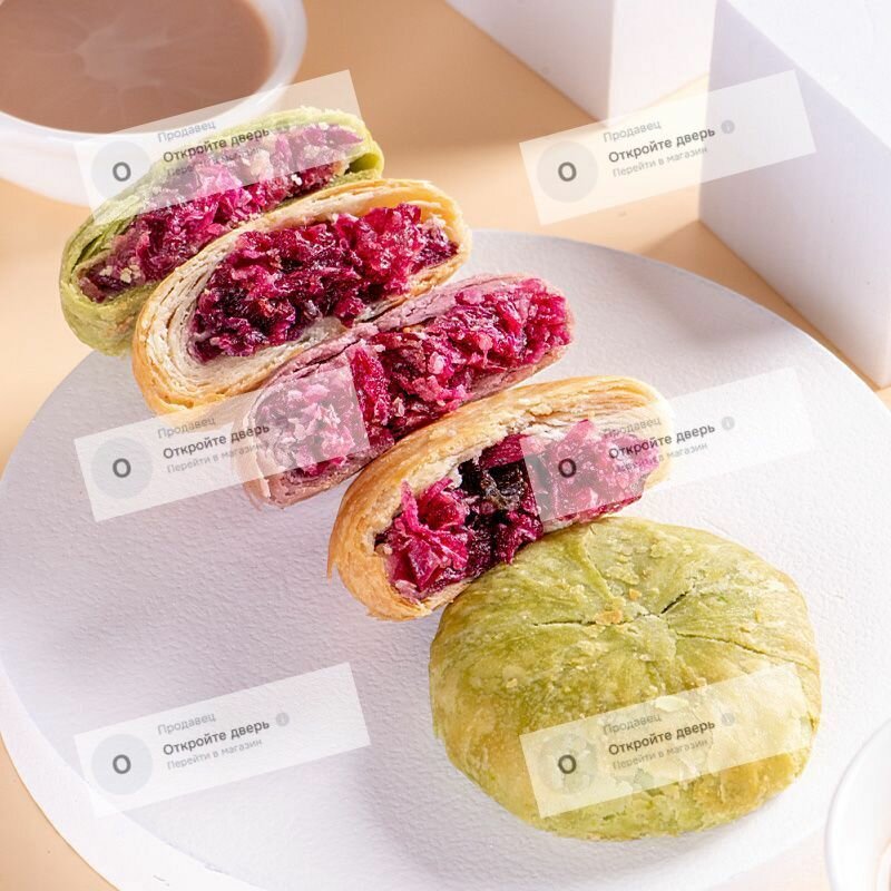 Юньнаньский цветочный торт, матча + фиолетовый картофель + роза (30 шт.)