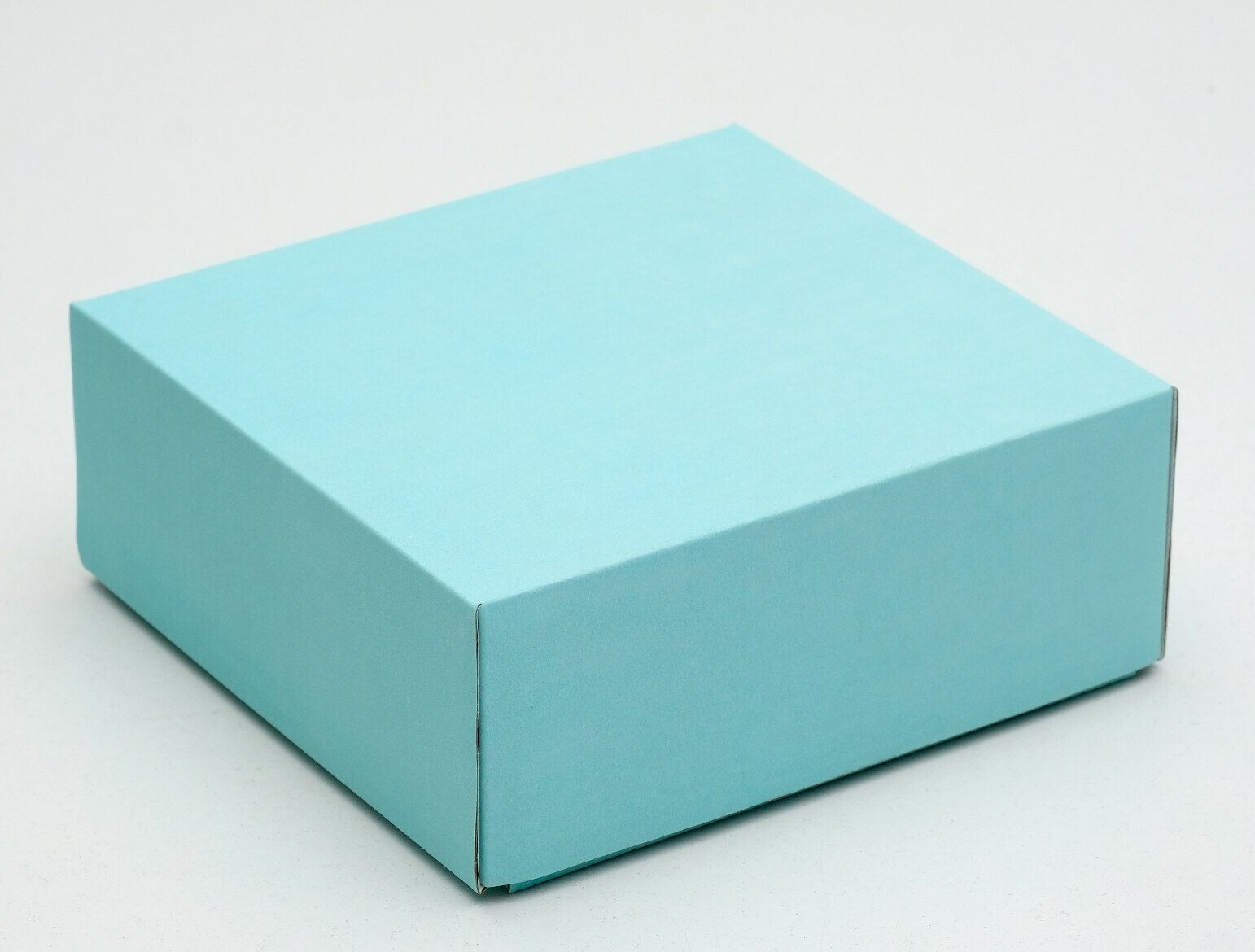 !09 Коробка сборная (набор 5 штук) крышка-дно, голубая, 14,5 х 14,5 х 6 см.