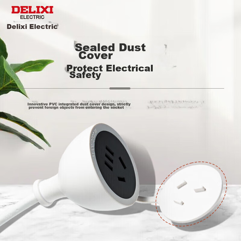 DELIXI Power Socket Extension Cord/electric Wire Socket/extension Cord Socket for Electric Vehicle Charging/power Strip/power Bar 10A, Total Length 1.8 Meters