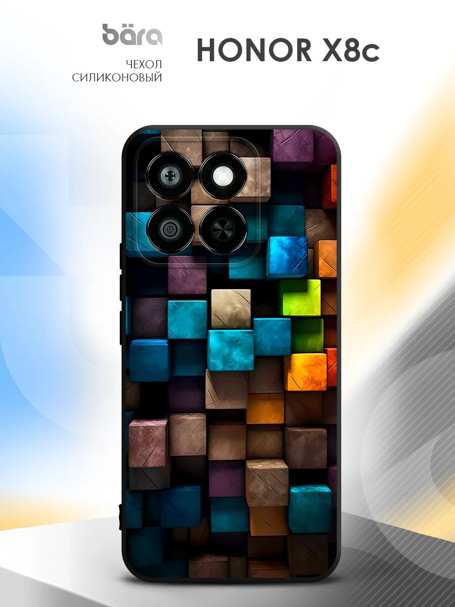 Чехол на Honor X8c / Хонор Х8с накладка, защитный, матовый, черный с рисунком