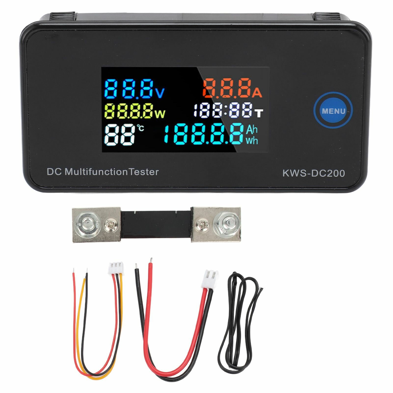 Вольтметр-амперметр DC200V/50A, цветной ЖК-дисплей, 7-в-1