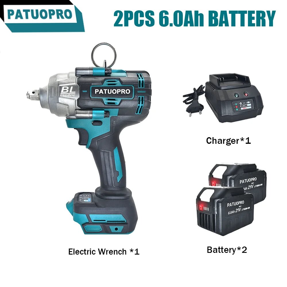 Ударный гайковерт PATUOPRO 2000N. M для Makita 18 В 2PCS 6.0Ah Battery