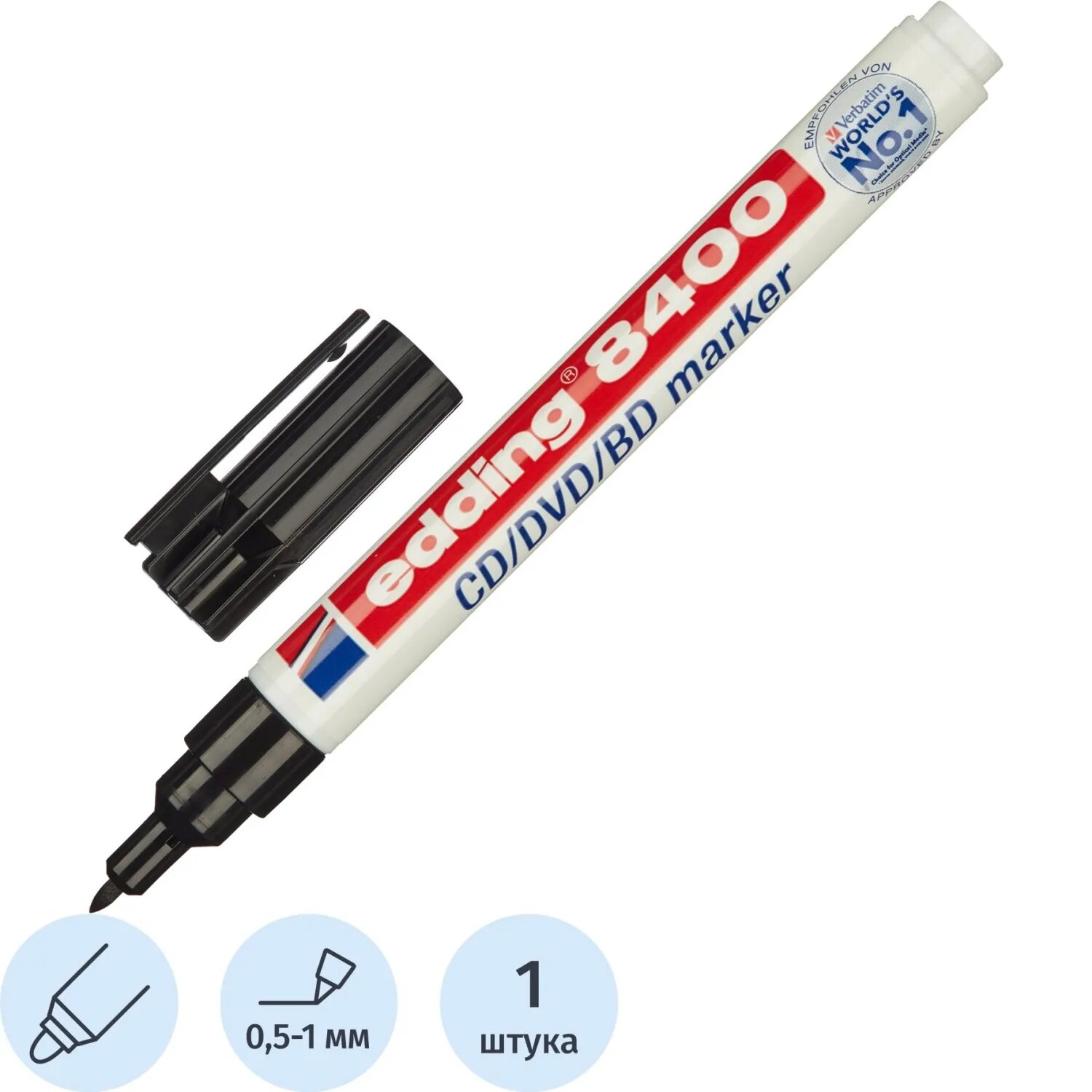 Маркер для CD EDDING E-8400/1 черный, 0.5-1 мм